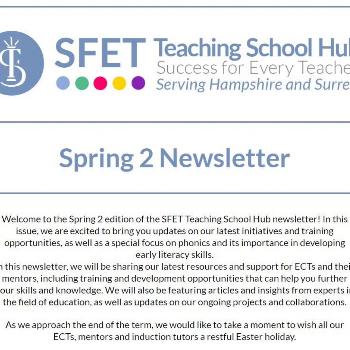 South Farnham Teaching Hub - Welcome to the Spring 2 edition of the ...